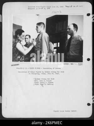 Decoration Of Tokyo Flyers By Madame Chiang Kai Shek At Chungking ...