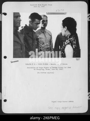 Decoration Of Tokyo Flyers By Madame Chiang Kai Shek At Chungking ...
