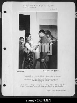 Decoration Of Tokyo Flyers By Madame Chiang Kai Shek At Chungking ...