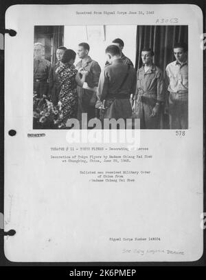Decoration Of Tokyo Flyers By Madame Chiang Kai Shek At Chungking ...