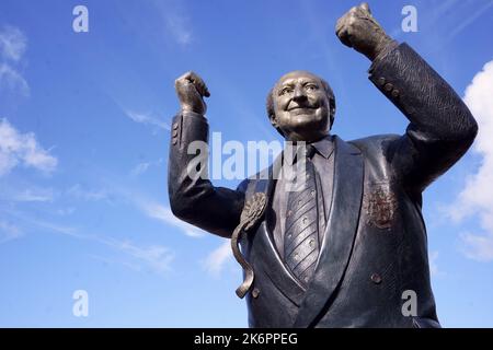 Statue of Sir Jack Hayward at Molineux Stadium, the home of ...