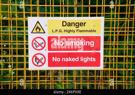 Highly flammable gas propane cylinders at caravan park Stock Photo - Alamy