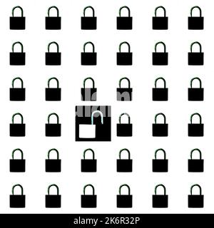 locked and unlocked black locks on white background Stock Photo - Alamy