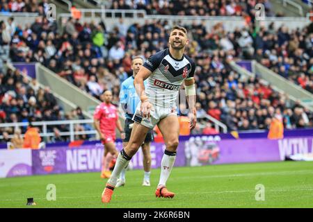 Tommy Makinson of England converts for a goal during the Rugby League ...