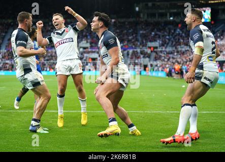 Herbie Farnworth of England during the Rugby League World Cup 2021 match England vs Samoa at St ...