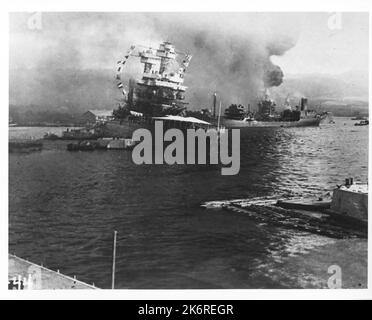 Photograph of the USS California after the Japanese Attack on Pearl ...