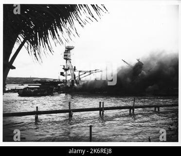 Photograph of the USS Arizona Burning after the Japanese Attack on ...