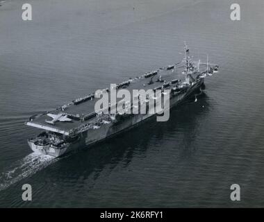 Photograph of the USS Tulagi (CVE-72)"USS TULAGI (CVE-72) taken from ...