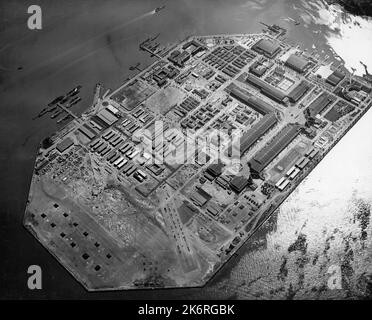 Oblique of Naval Station at Treasure Island, San Francisco, California ...