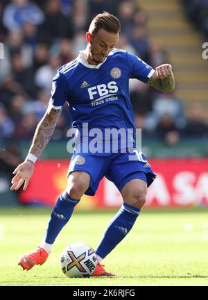 Leicester, UK. 15th October 2022. James Maddison of Leicester City ...
