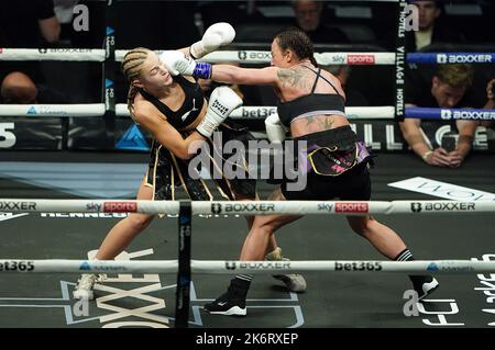 Bec Connolly and Sarah Liegmann in action at The O2, London. Picture ...