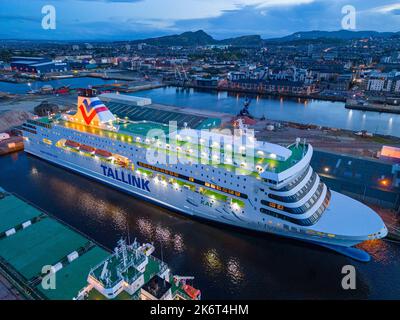 Tallink MS Victoria ferry ship moored in Leith harbour to accommodate ...