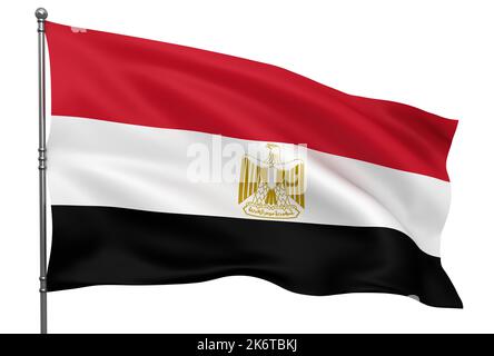 Waving Egyptian flag isolated over white background Stock Photo - Alamy