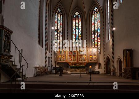 pulpit, choir and double-winged altar of the Jacobi Church in ...
