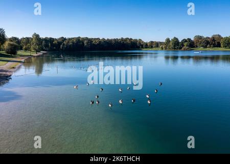 Karlsfelder See recreation area near Karlsfeld, Dachau, Upper Bavaria ...