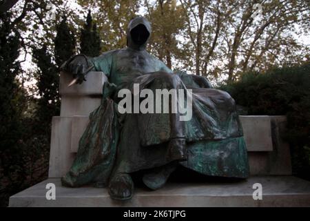 Statue of Anonymous a hooded figure opposite Vajdahunyad Castle is the ...