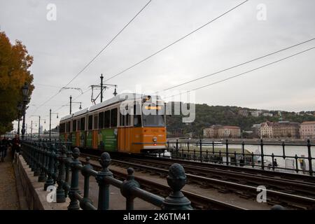 Tram line 2 running along Pest’s Riverbank, and the Danube Promenade ...
