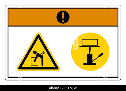 Danger Lift Hazard Use Mechanical Lift Symbol Sign On White Background ...