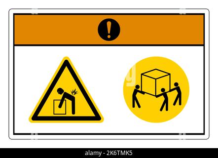 Warning Lift Hazard Use Three Person Lift Symbol Sign On White ...