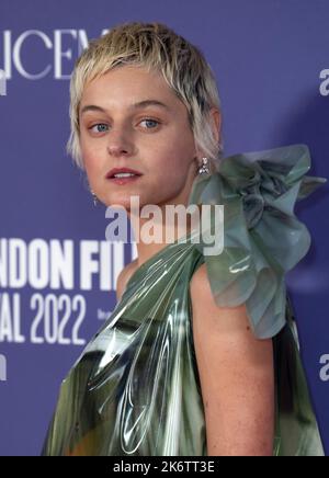 Emma Corrin arriving to the "My Policeman" premiere during the 2022 ...