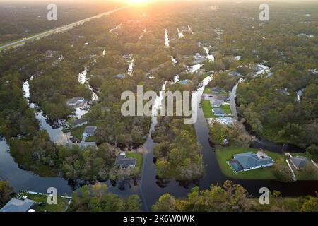 Surrounded by hurricane Ian rainfall flood waters homes in Florida ...
