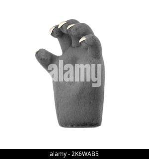 3d furry wolf hands in plastic cartoon style. Catch fingers gesture ...