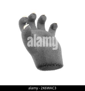 3d furry wolf hands in plastic cartoon style. Pointing fingers gesture ...
