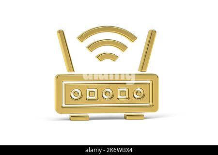 Golden 3d router icon isolated on white background - 3d render Stock ...