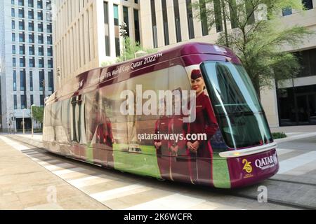 A view of Musheireb Tram, running around a closed-loop circuit with a 2 ...