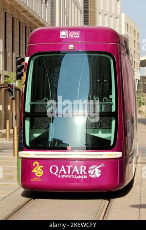 A view of Musheireb Tram, running around a closed-loop circuit with a 2 ...
