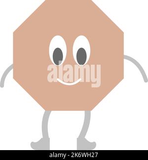 Octagon cartoon geometric shape for kids to learn basic math education ...