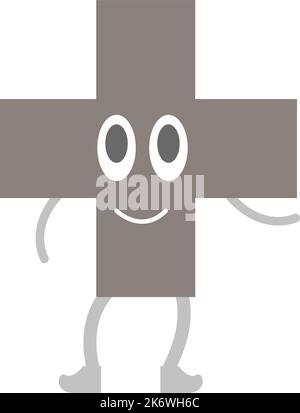 Cartoon Illustration of Cross Basic Geometric Shape with Funny Ram ...