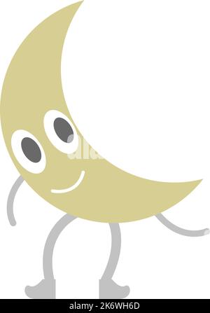 Crescent cartoon geometric shape for kids to learn basic math education ...