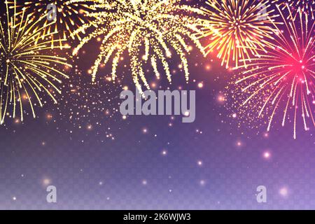 Realistic festive fireworks with transparency effect. Colorful ...