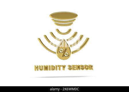 Golden 3d moisture meter icon isolated on white background - 3D render ...