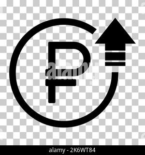 Ruble high symbol, cost increase icon. Growth profit bussiness sign ...