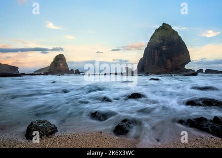 Tanjung Papuma is a white sand beach in Jember, East Java Stock Photo ...