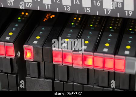 Lighting status indicator signals on electric control panel of ...
