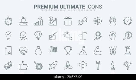 Symbols of top projects, objective target and opportunity to win and ...