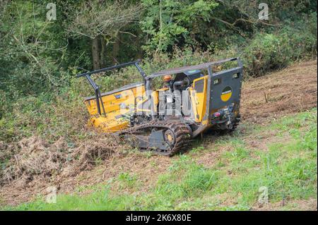 Robocut remotely controlled tracked mower cutting bramble in field ...