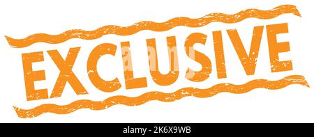 EXCLUSIVE text written on orange-black round grungy stamp sign Stock ...