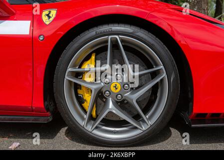 Atibaia - Brazil, October 7, 2022: Side view of a wheel of a red ...