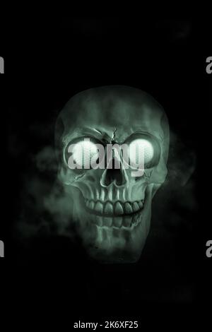 Glowing and smoking halloween skull Stock Photo - Alamy
