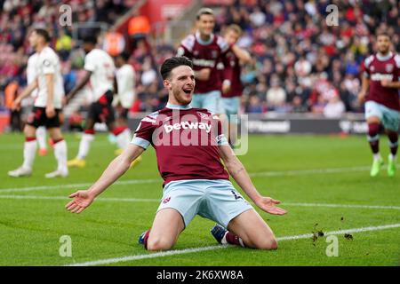 West Ham’s Declan Rice celebrates after scoring their sides first goal ...