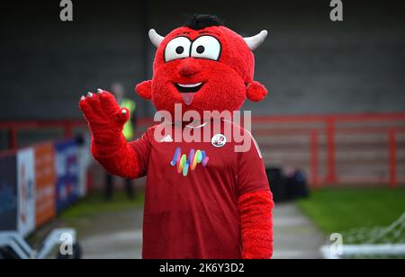 The Crawley town football club mascot a red devil entertains the crowds ...