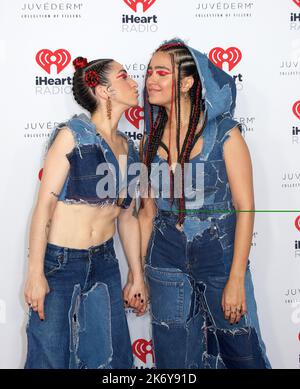 MIAMI, FLORIDA - Emily Estefan and Gemeny Hernandez are seen on the red carpet at FTX Arena ...