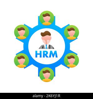 HRM Human Resource Management Vector Illustration with System Managing Company Employee for ...