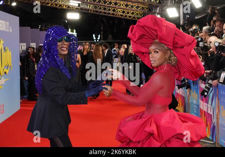 Grace Jones (left) and Janelle Monae attending the European premiere of ...