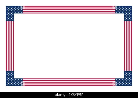 Flag of the United States, rectangle frame. Border made of the repeated ...