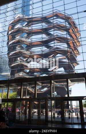 The vessel a multi storied copper clad interactive art piece as seen from the shops at Hudson ...